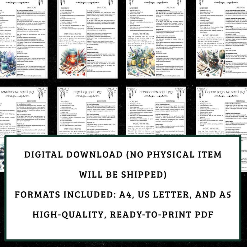 Printable Spell Jar Recipes | Grimoire Pages, Herbal Magic (PDF) - Etsy