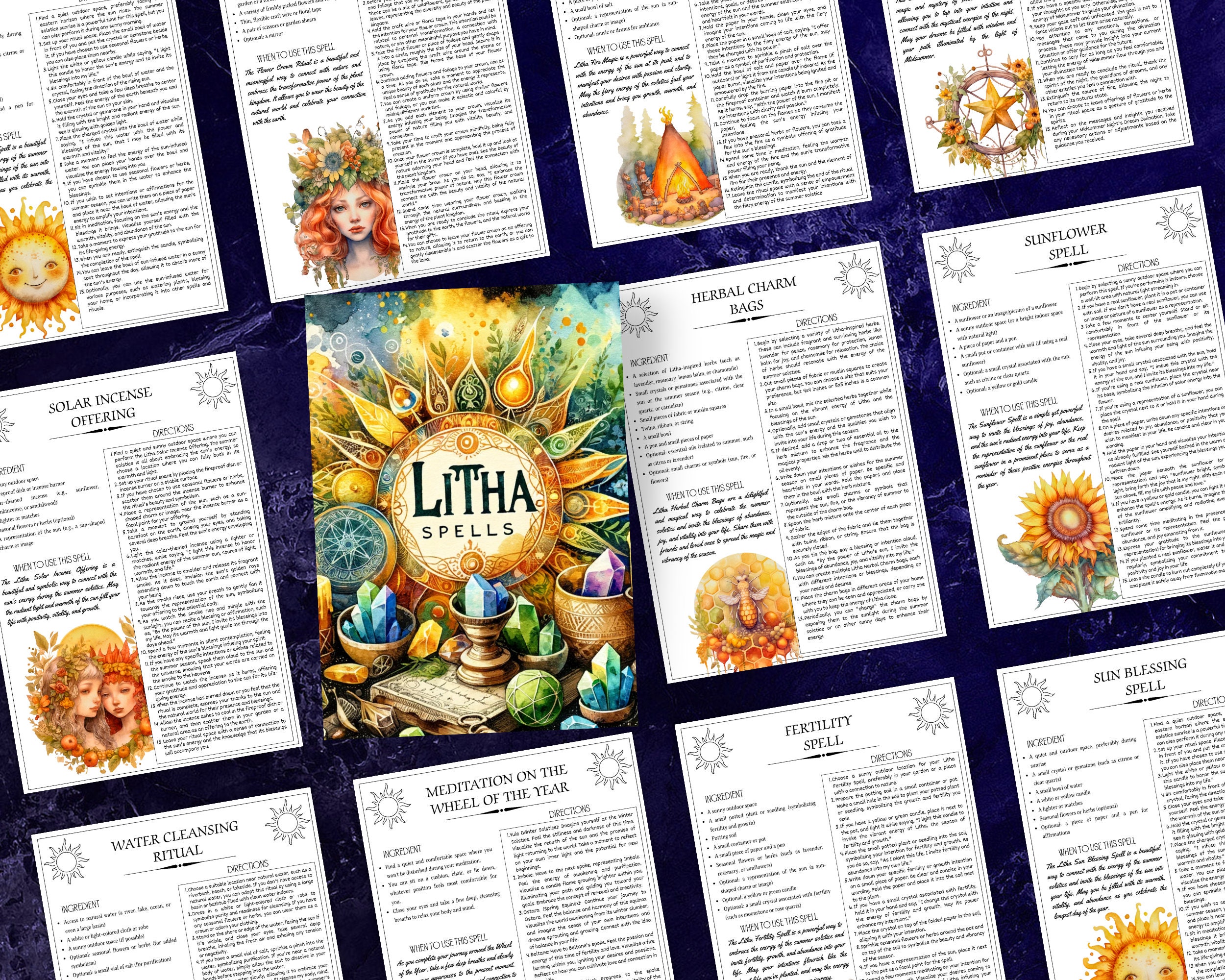 Printable Litha Spells Set 10 Summer Solstice Rituals A4 Size ...