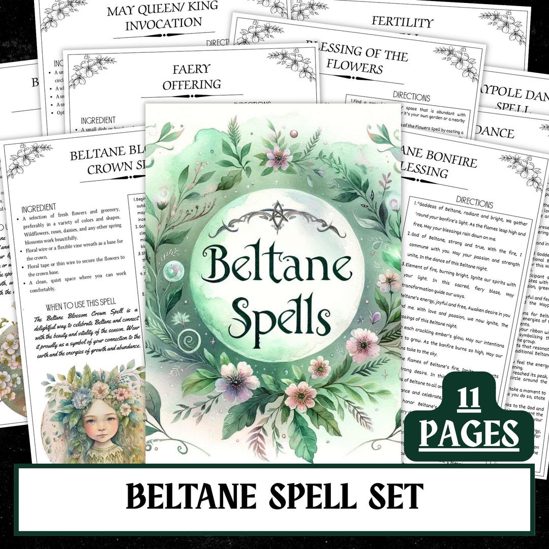 Beltane Spells Printable Set | Love, Fertility, Fire Magic (PDF ...
