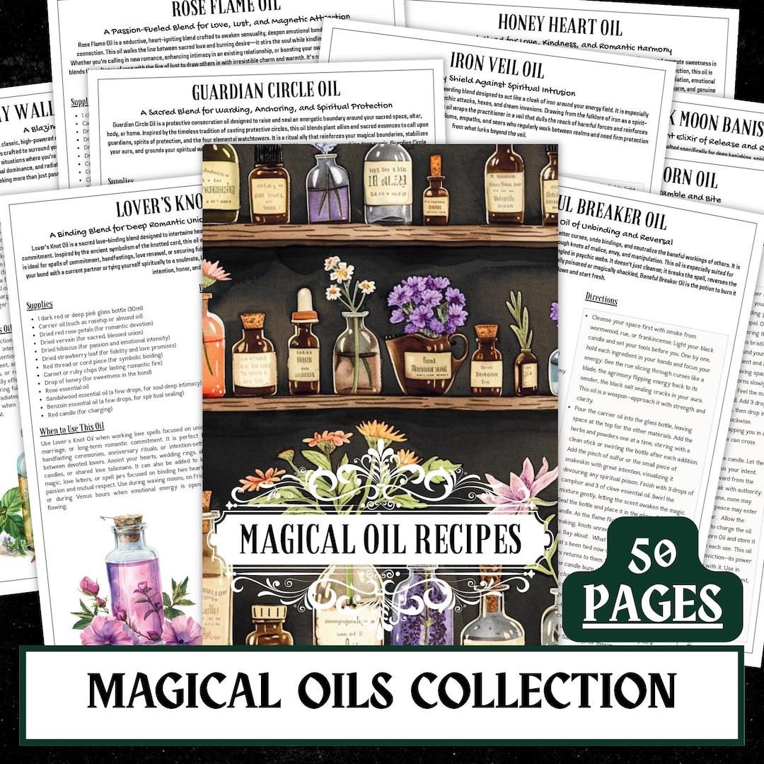 Magical Oil Recipes Grimoire | Printable Spell Book for Anointing ...