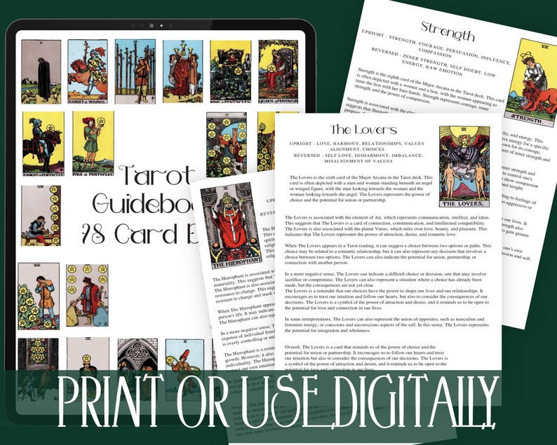 Beginner Tarot Guidebook | Card Meanings & Spreads (PDF) - Etsy UK