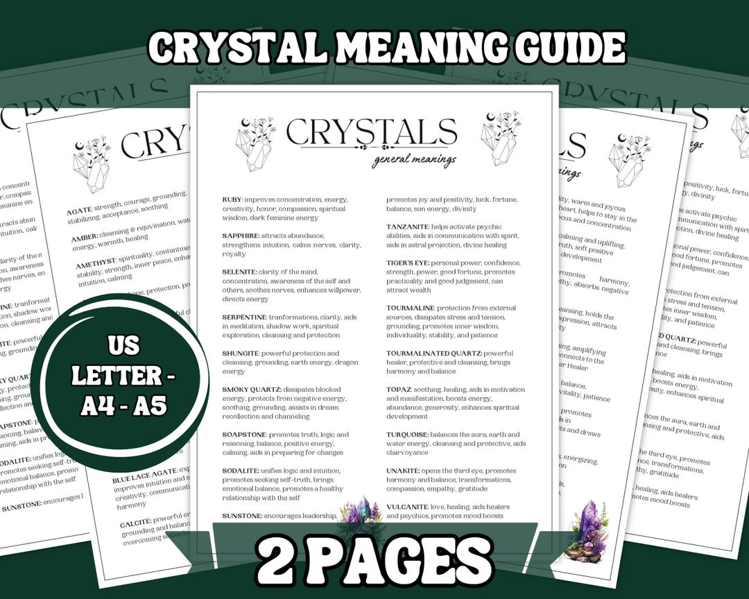 Crystal Magic Quick Guide | Grimoire Printable | Crystal Meanings + Care | A4 • A5 • US Letter ...