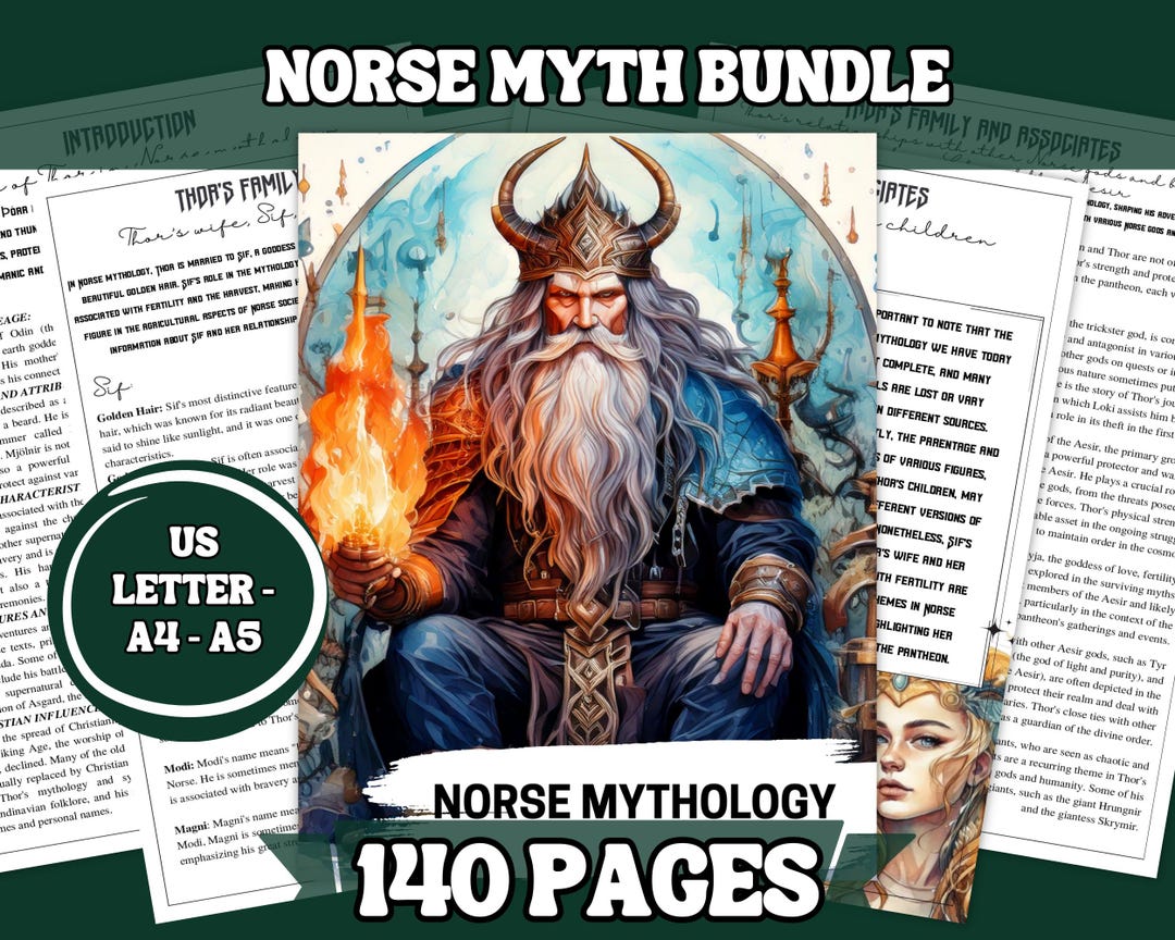 Norse Mythology Printable Bundle – 7 Deity Profiles With Magical ...