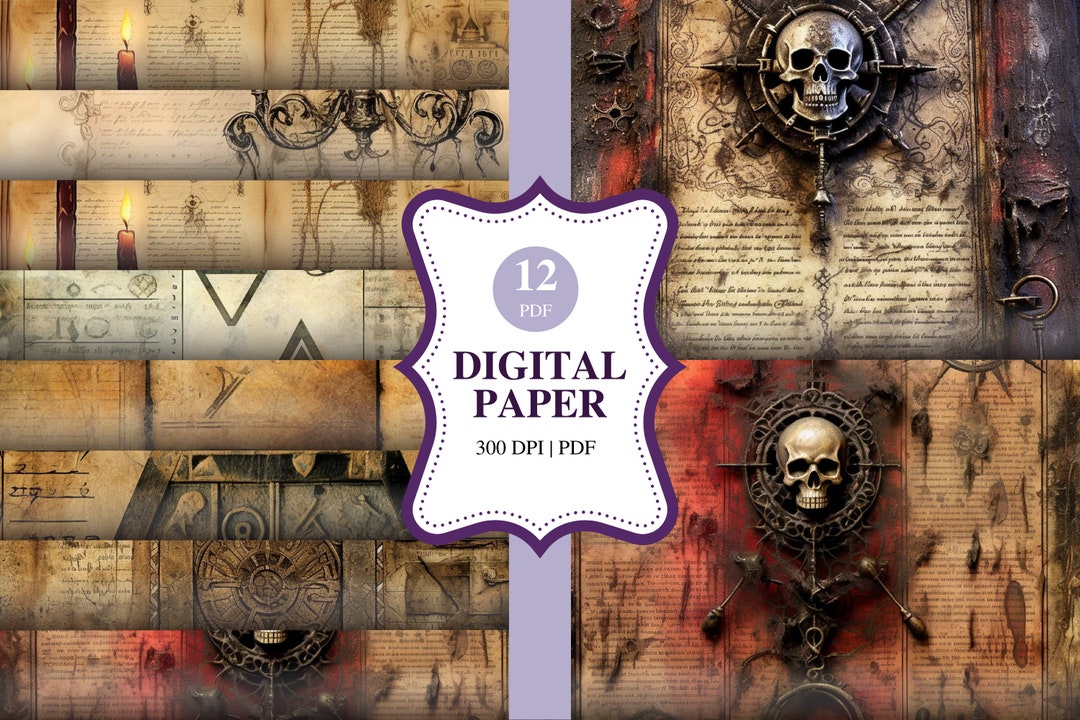Vintage Mystic Occult Printable Paper Pack - 12 Printable PDF Pages ...