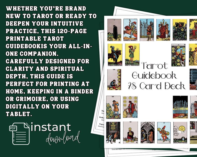 Beginner Tarot Guidebook | Card Meanings & Spreads (PDF) - Etsy