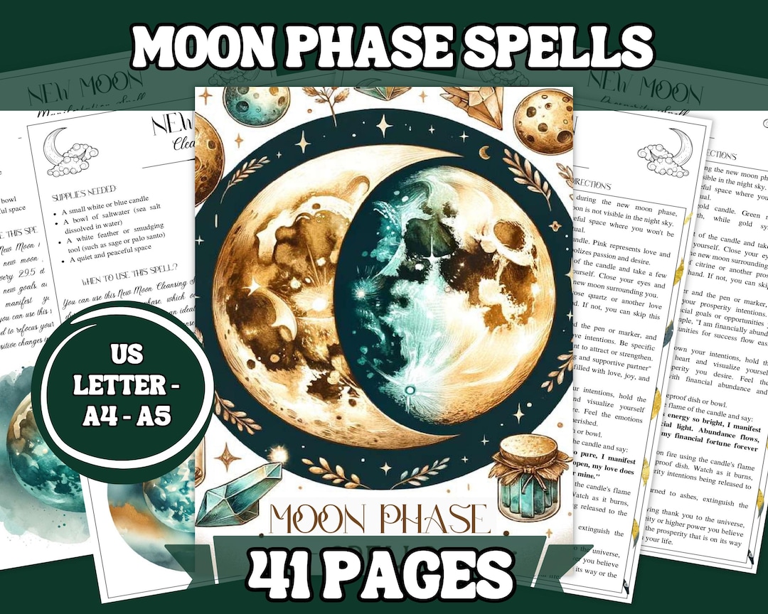 Printable Moon Phase Spells 40 Spells for Every Lunar Phase , A4 Size ...
