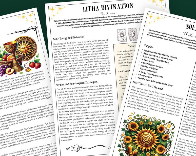 Litha Sabbat Guide Printable | Summer Solstice Rituals, Spells (PDF) - Etsy