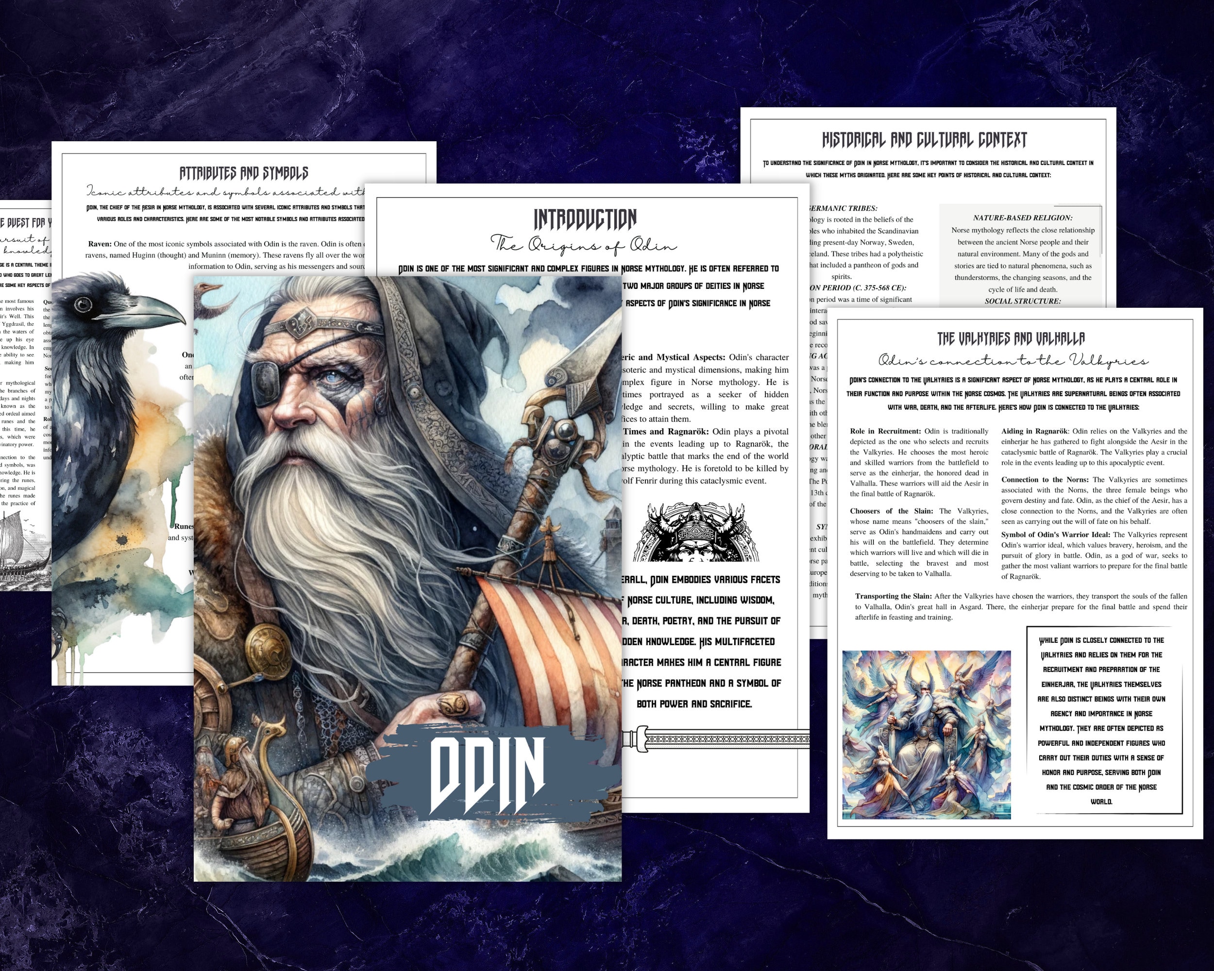 Odin Mythology Printable Set Norse God of Wisdom and War, Printable ...