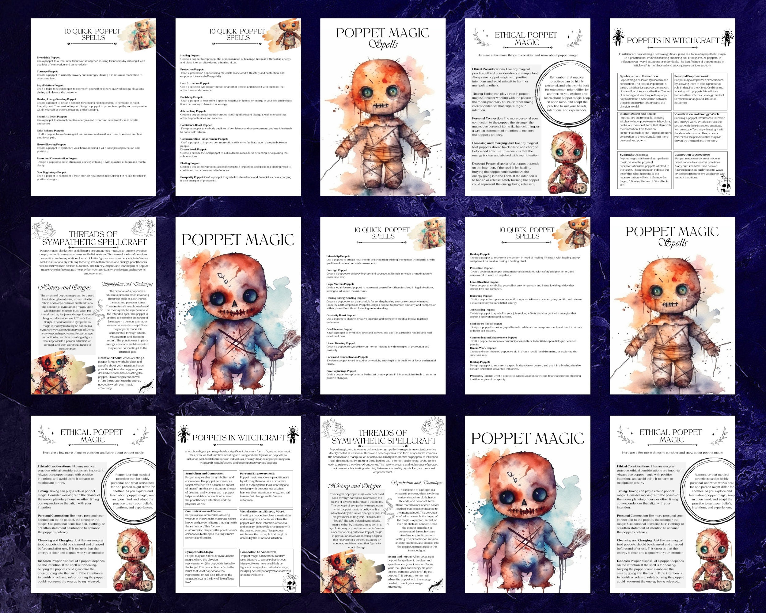 Basics of Poppet Magic and History , Printable Grimoire Pages and Book ...