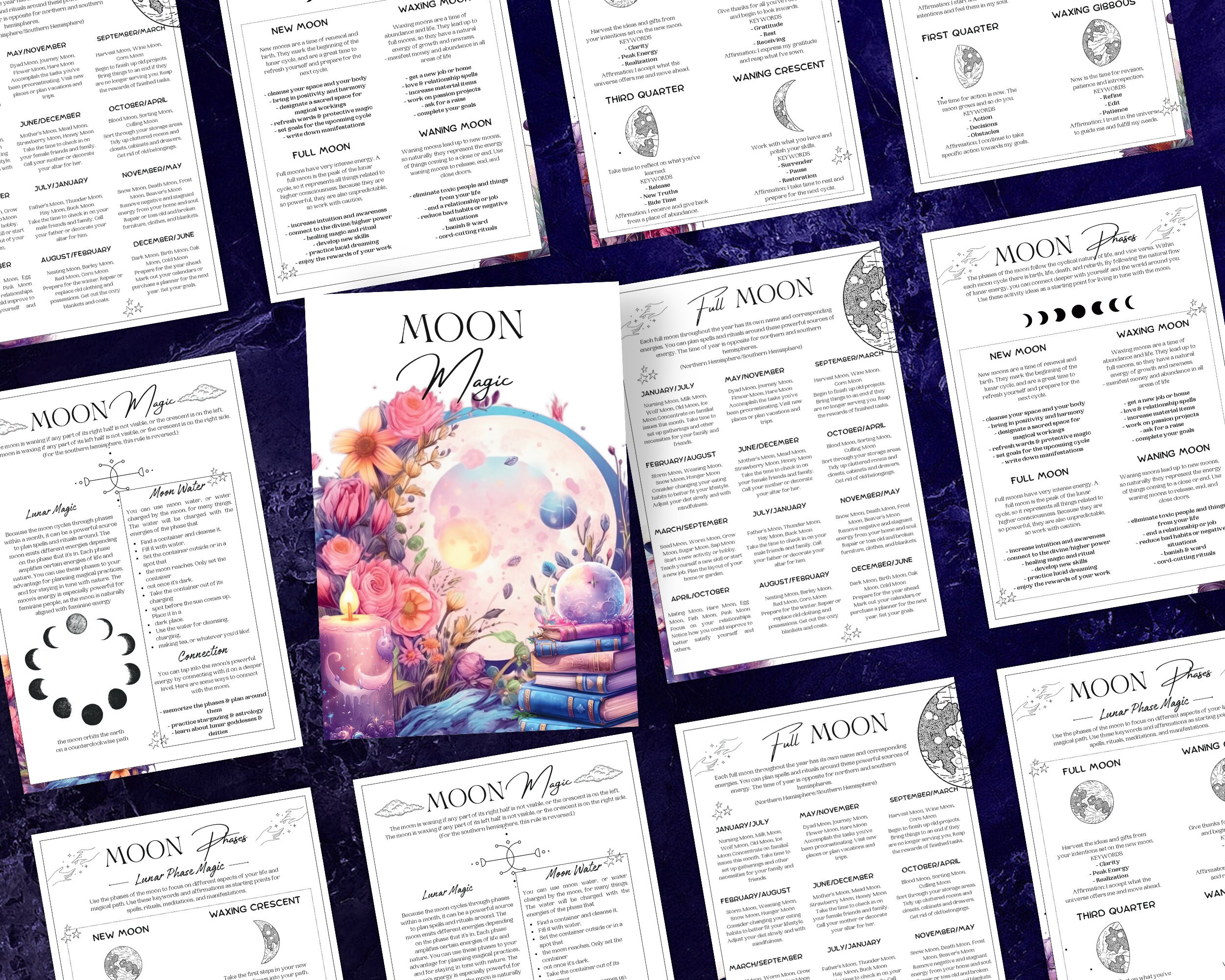 Moon Lunar Magic Printable Grimoire Pages BOS Intro to Witchcraft ...