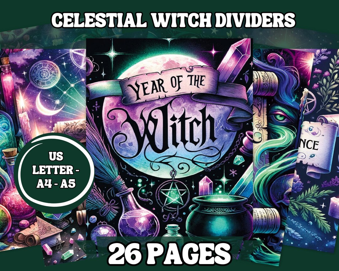 Celestial Witch Printable Custom Grimoire Divider Inserts – 26 Mystical ...