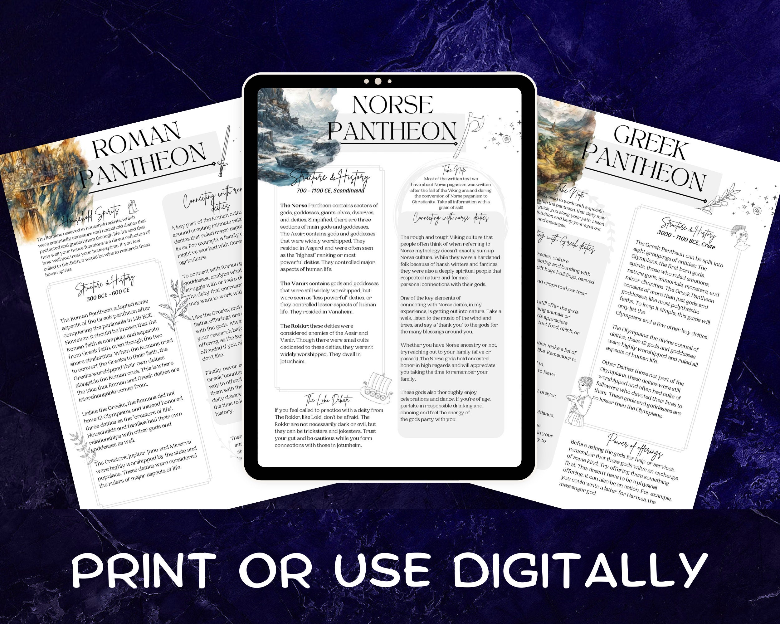 Deities and Pantheons Printable Grimoire Pages Collection Intro to ...