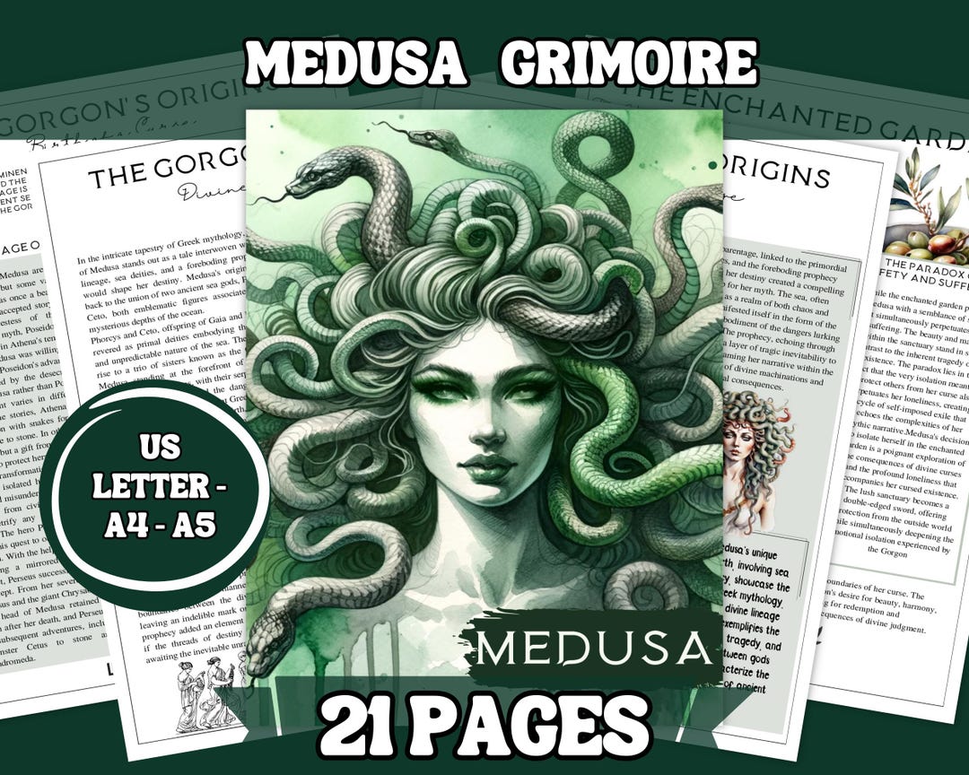 Medusa Mythology Printable Set | Greek Goddess Grimoire (21 Page PDF ...