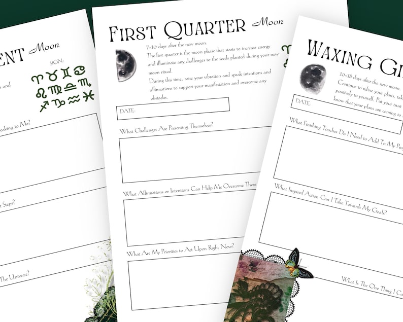 Moon Planner Printable | Lunar Magic Grimoire Pages (PDF) - Etsy