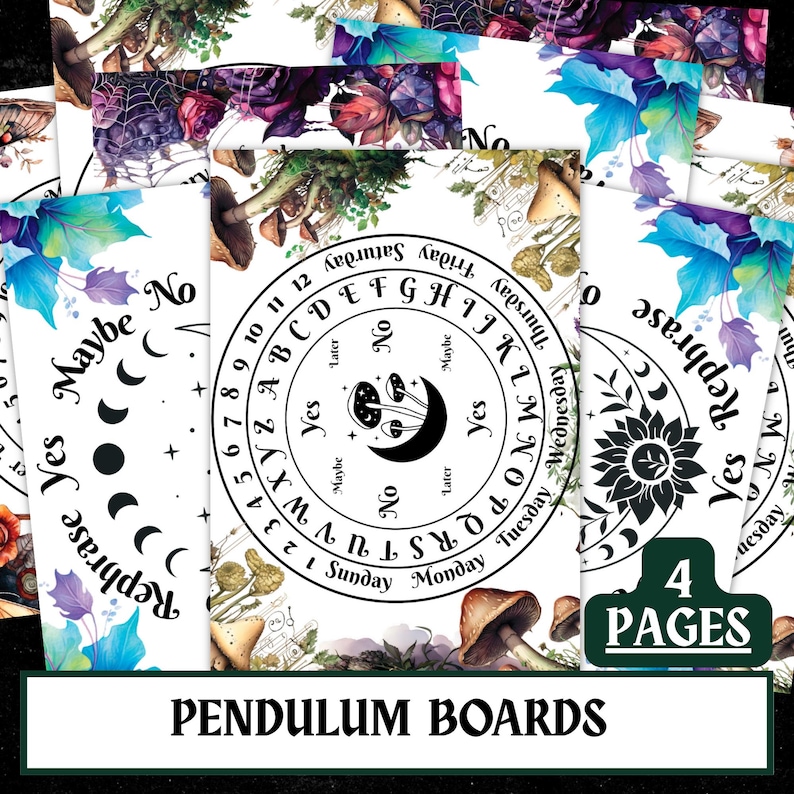 Printable Pendulum Boards | 4 Divination Designs (digital Download PDF ...