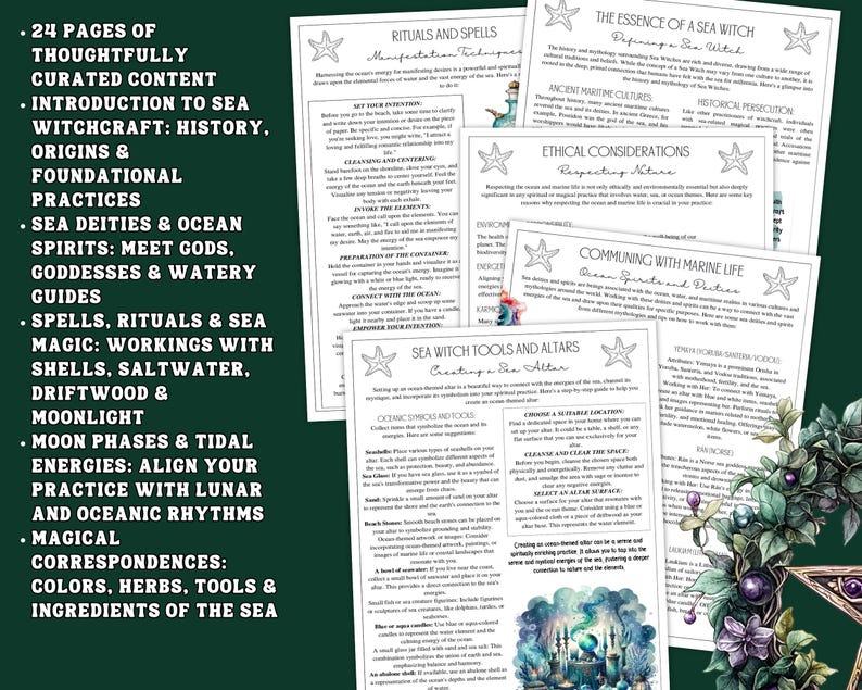 Sea Witch Grimoire | Ocean Magic Spells, Rituals (digital Download ...
