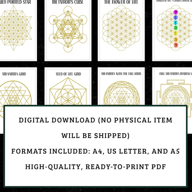 Printable Crystal Grid Set | Sacred Geometry, Manifestation (PDF) - Etsy