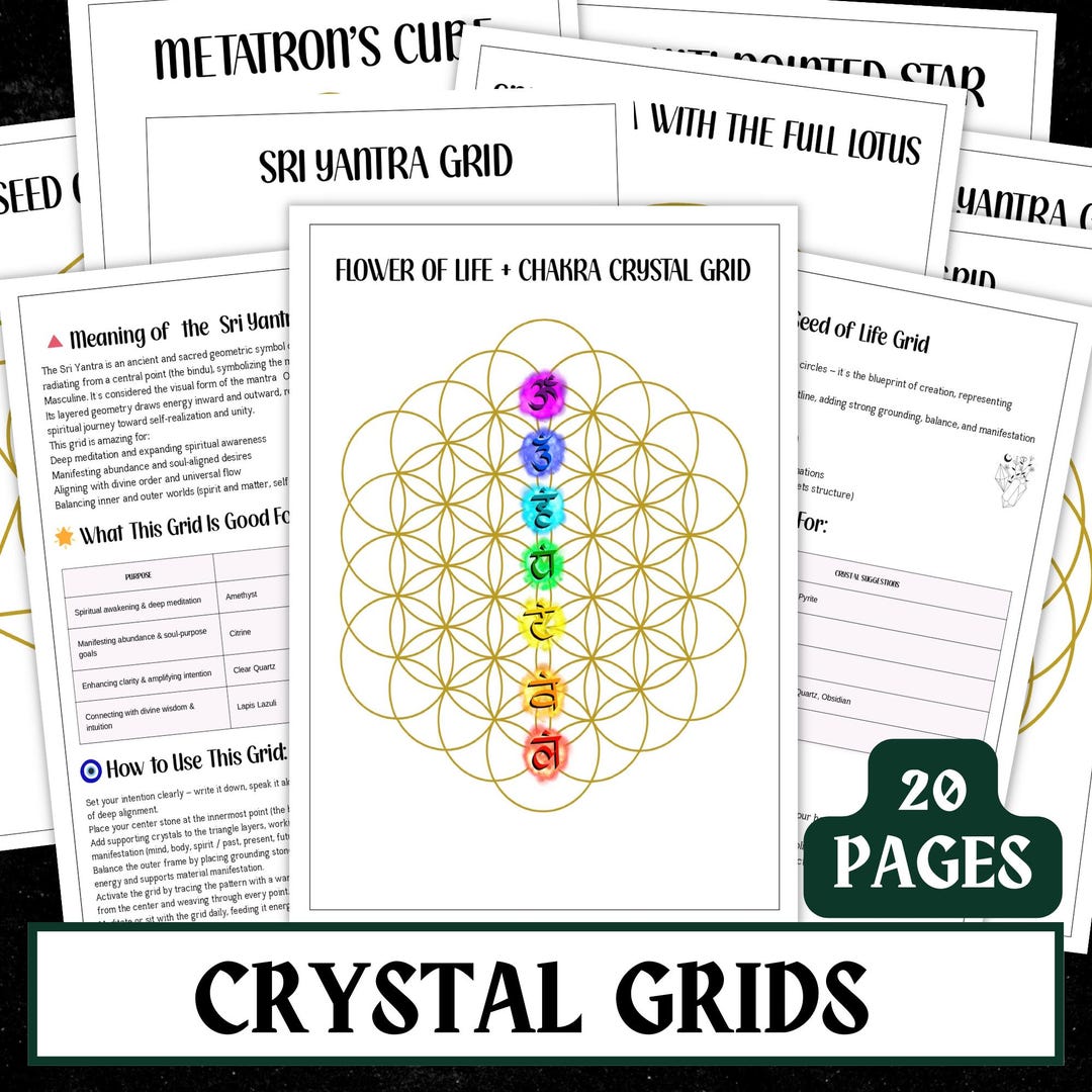 Printable Crystal Grid Set | Sacred Geometry, Manifestation (PDF) - Etsy