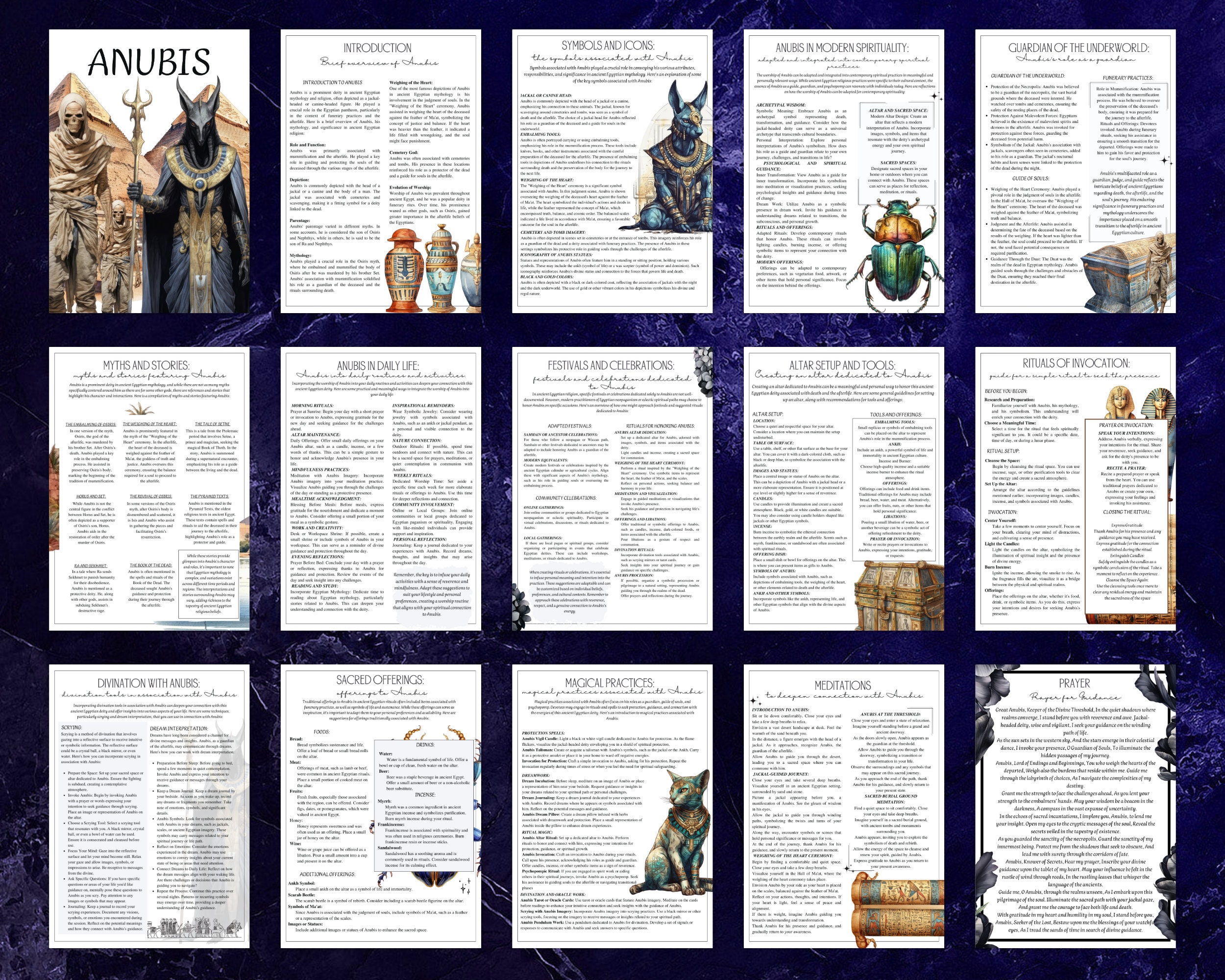 Anubis Worship Guide Printable PDF 20 Pages A4 Size , Printable Grimoire and Book of Shadow ...