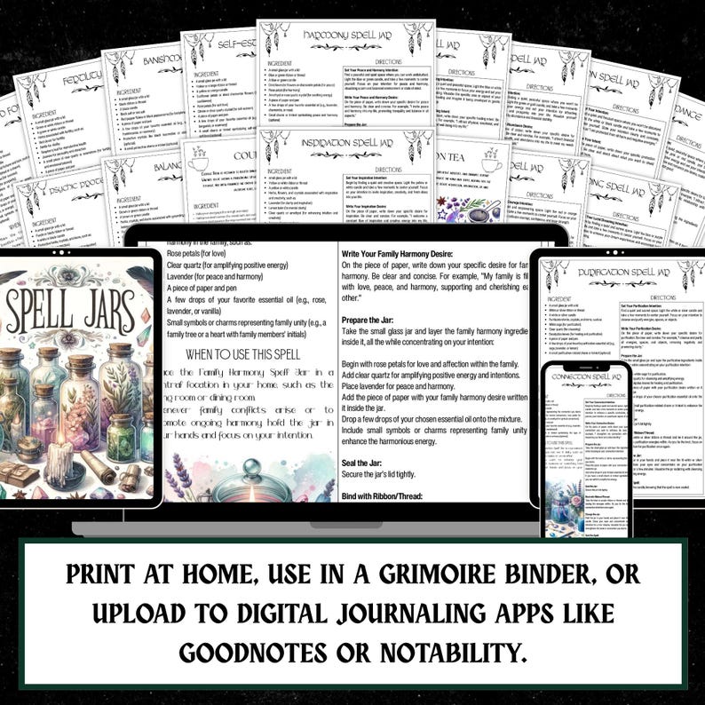Printable Spell Jar Recipes | Grimoire Pages, Herbal Magic (PDF) - Etsy