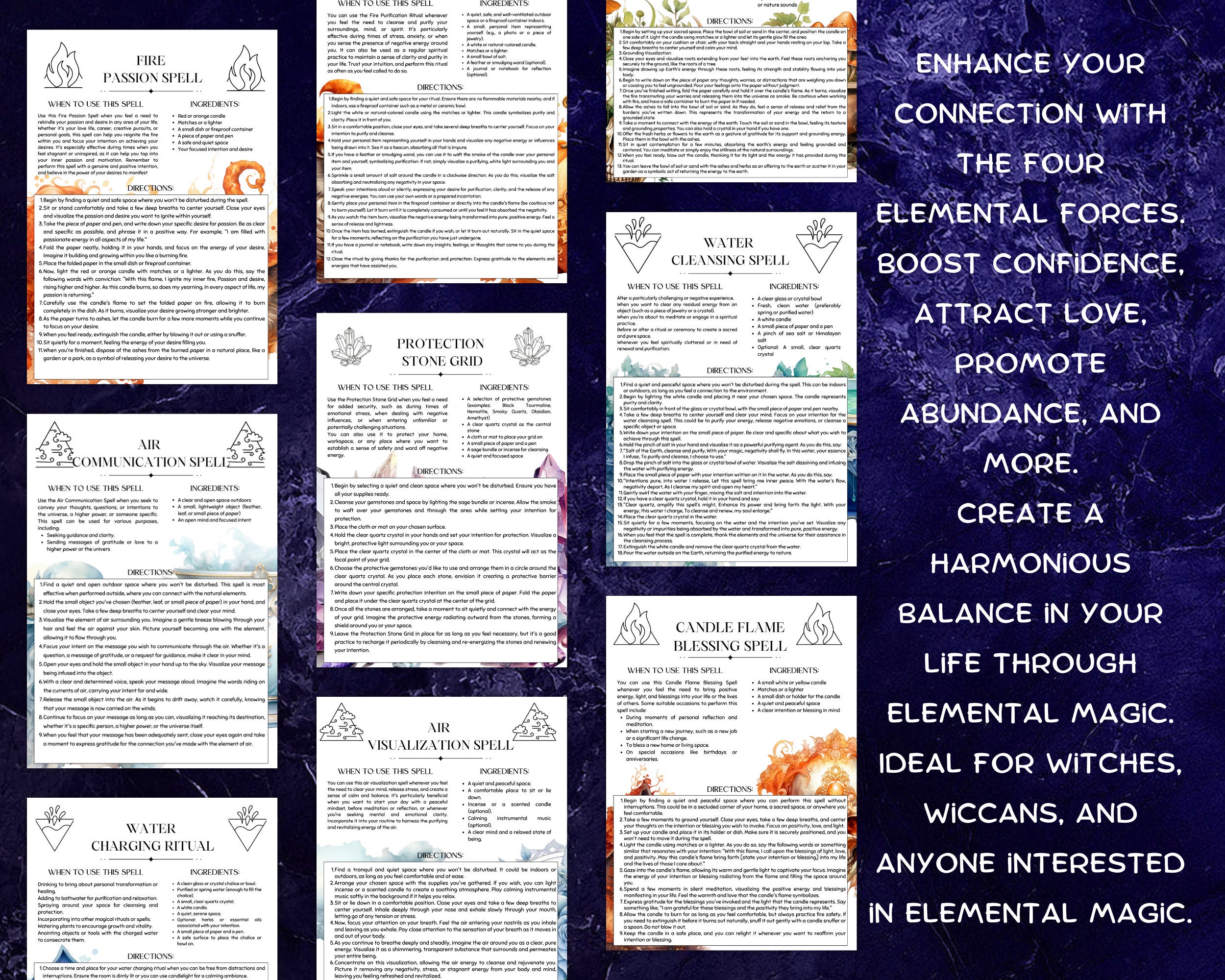 Elemental Based Spells , Printable Grimoire Pages and Book of Shadow ...