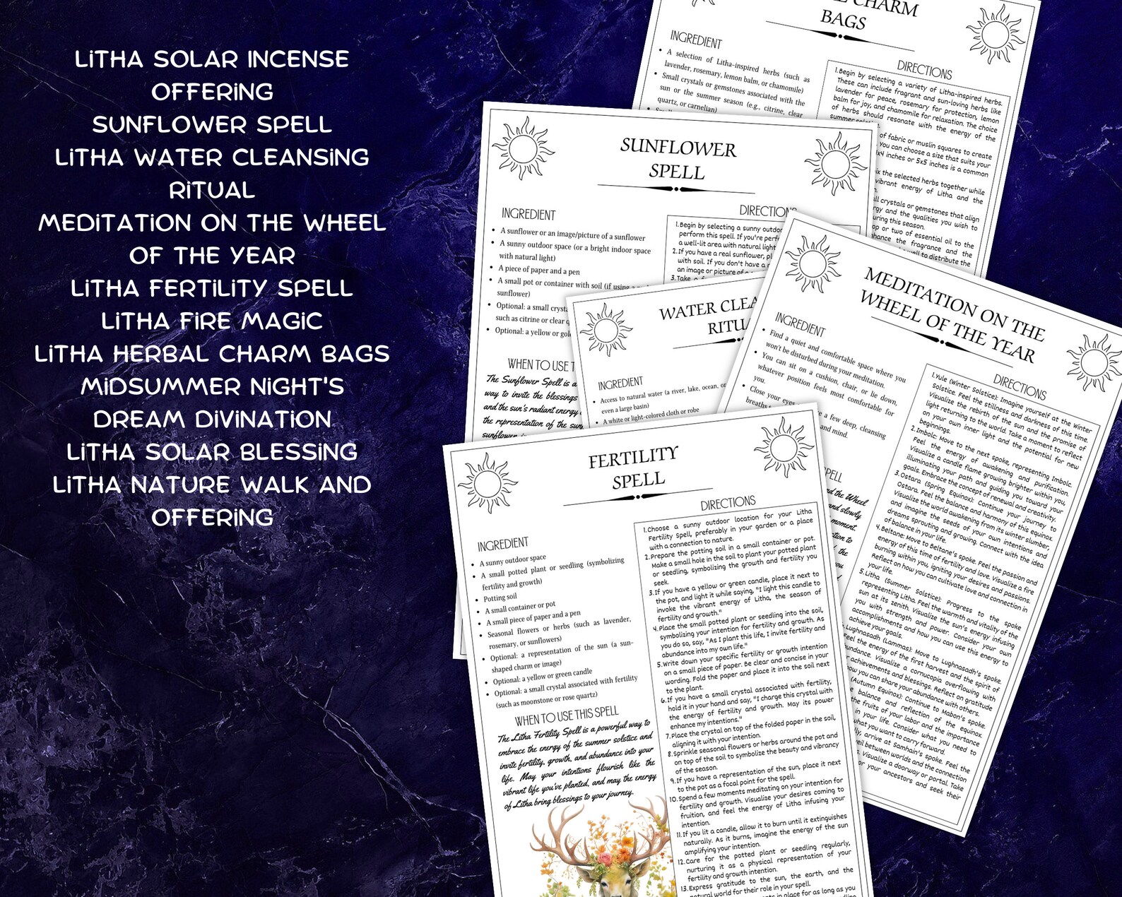 Printable Litha Spells Set 10 Summer Solstice Rituals A4 Size ...