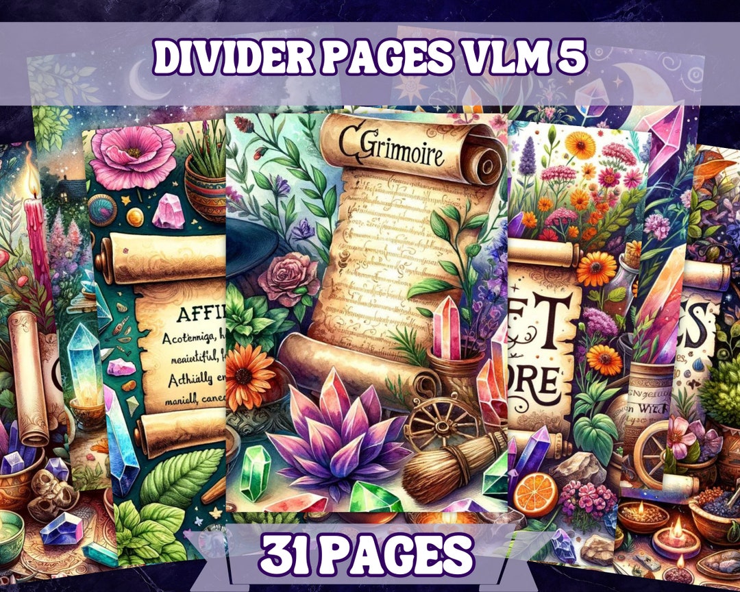 Printable Garden Witch Theme Grimoire Divider Pages Complete Set of 31 ...