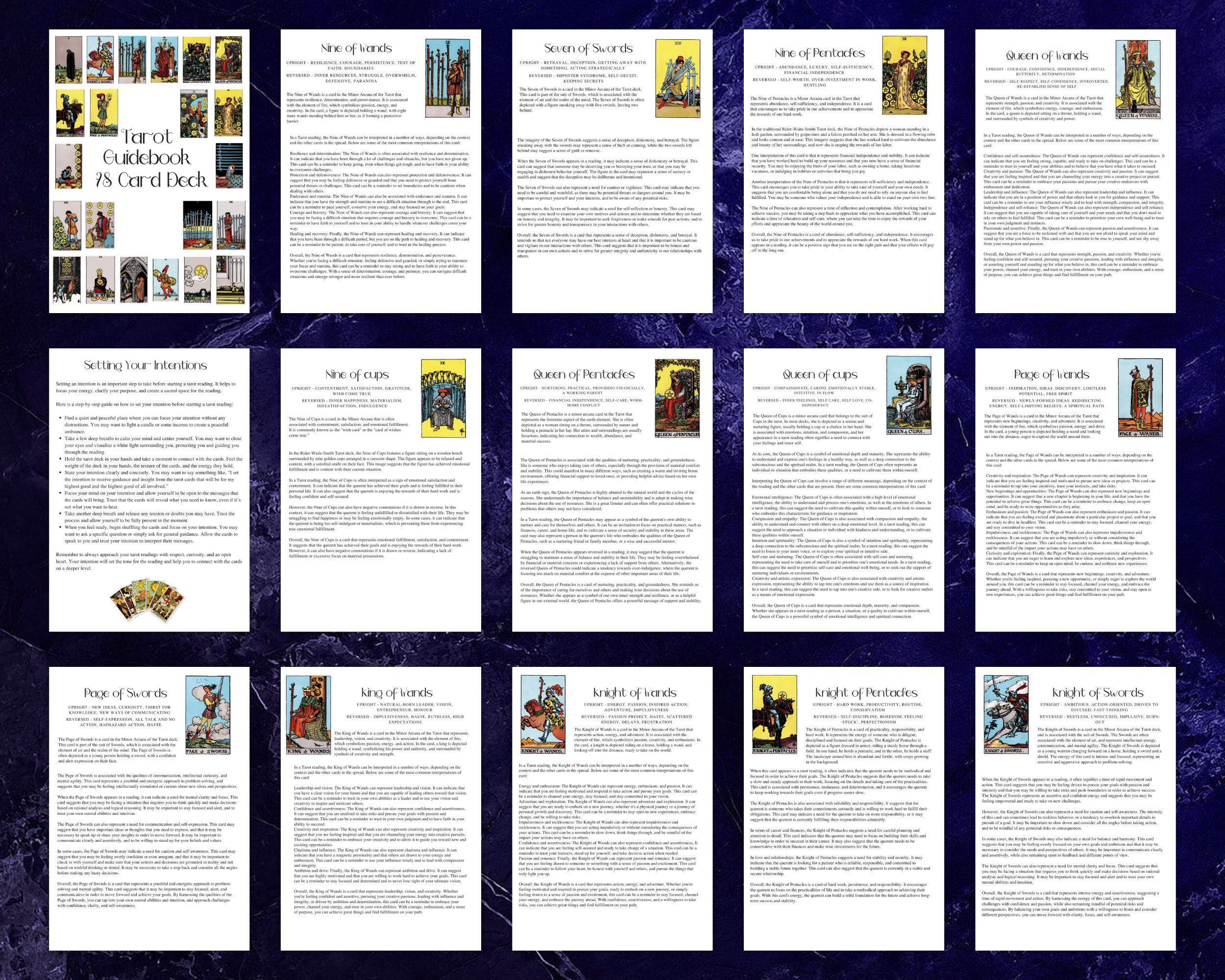 Printable Tarot Guidebook A4 Size 120 Pages , Learn Tarot From Scratch ...