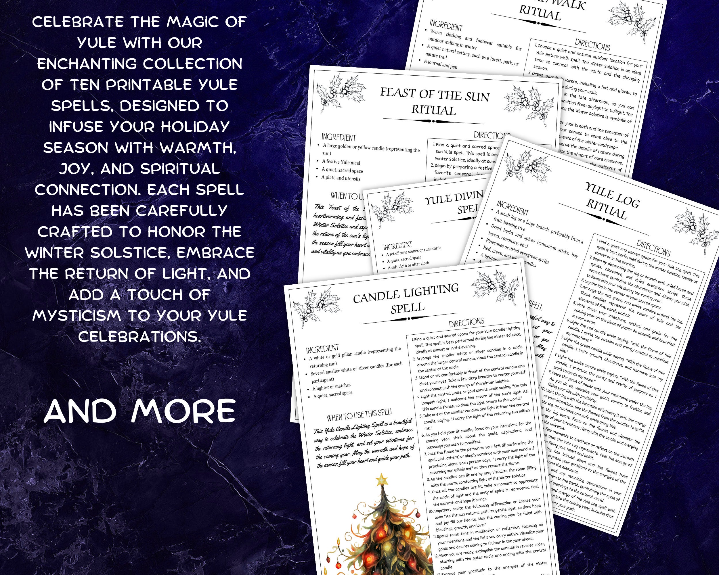 Printable Yule Spells Set 10 Spells A4 Paper Size , Printable Grimoire ...