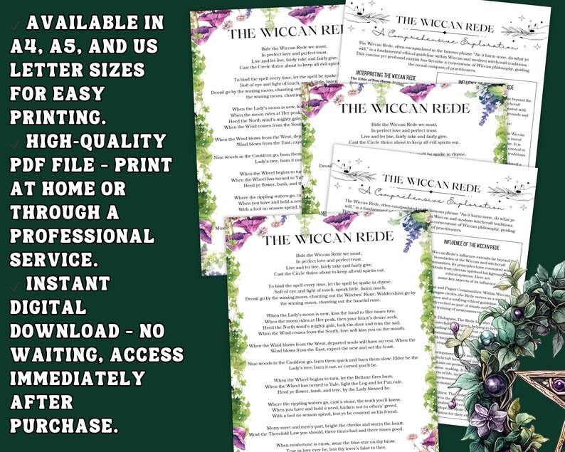 Wiccan Rede Printable Grimoire Page | Book of Shadows (PDF) - Etsy