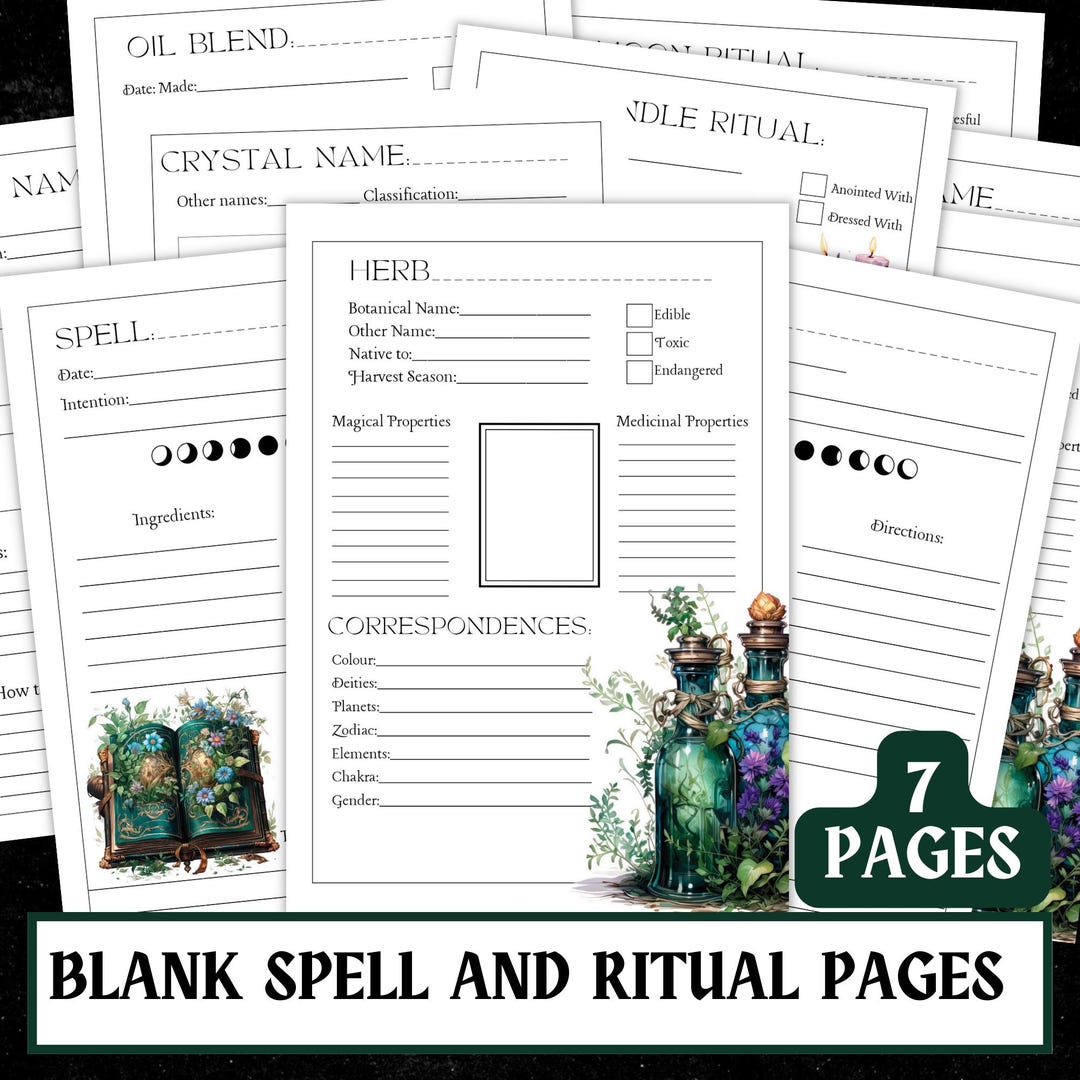 Grimoire Pages | Blank Spell & Ritual Journal Templates (digital ...