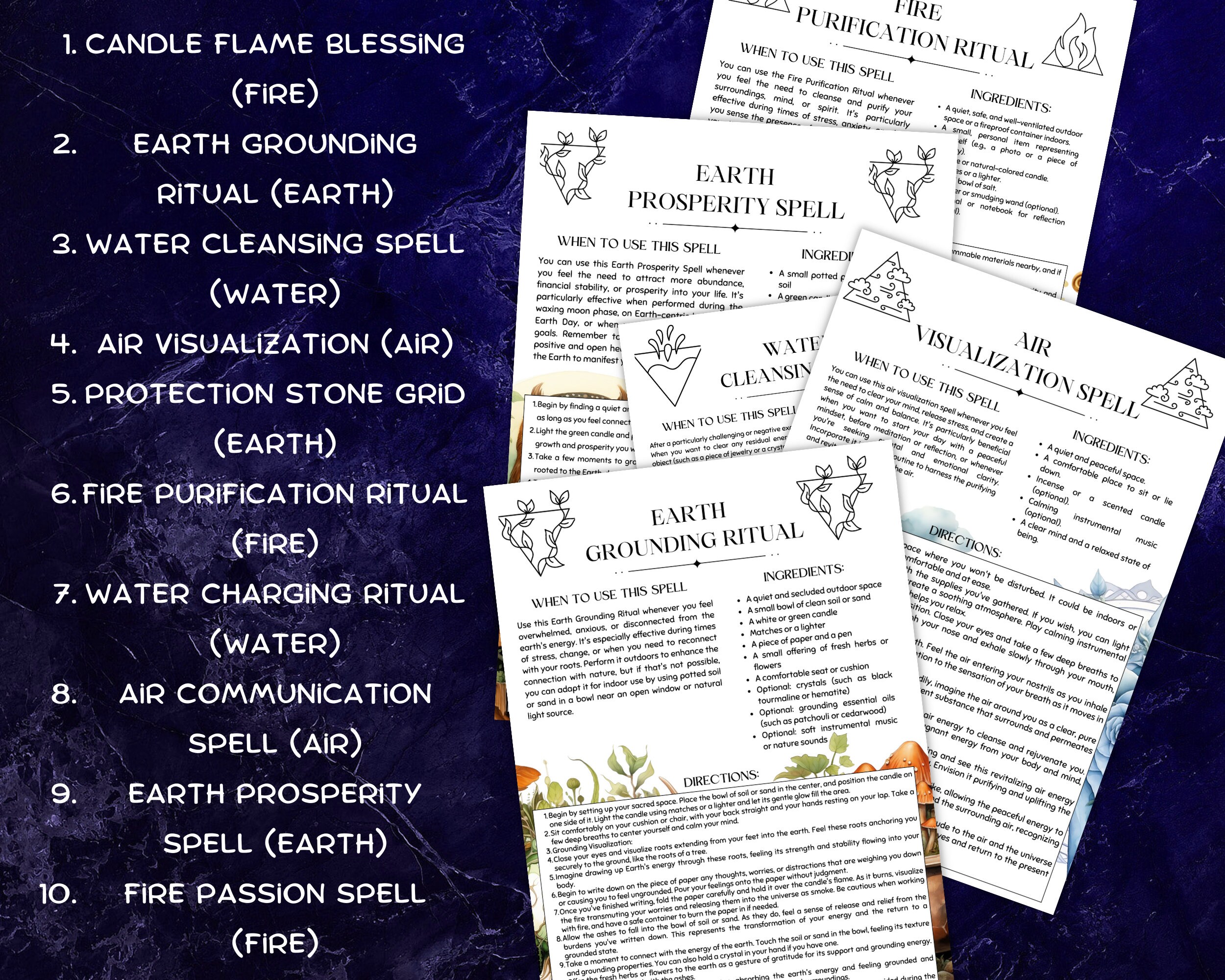 Elemental Based Spells , Printable Grimoire Pages and Book of Shadow ...