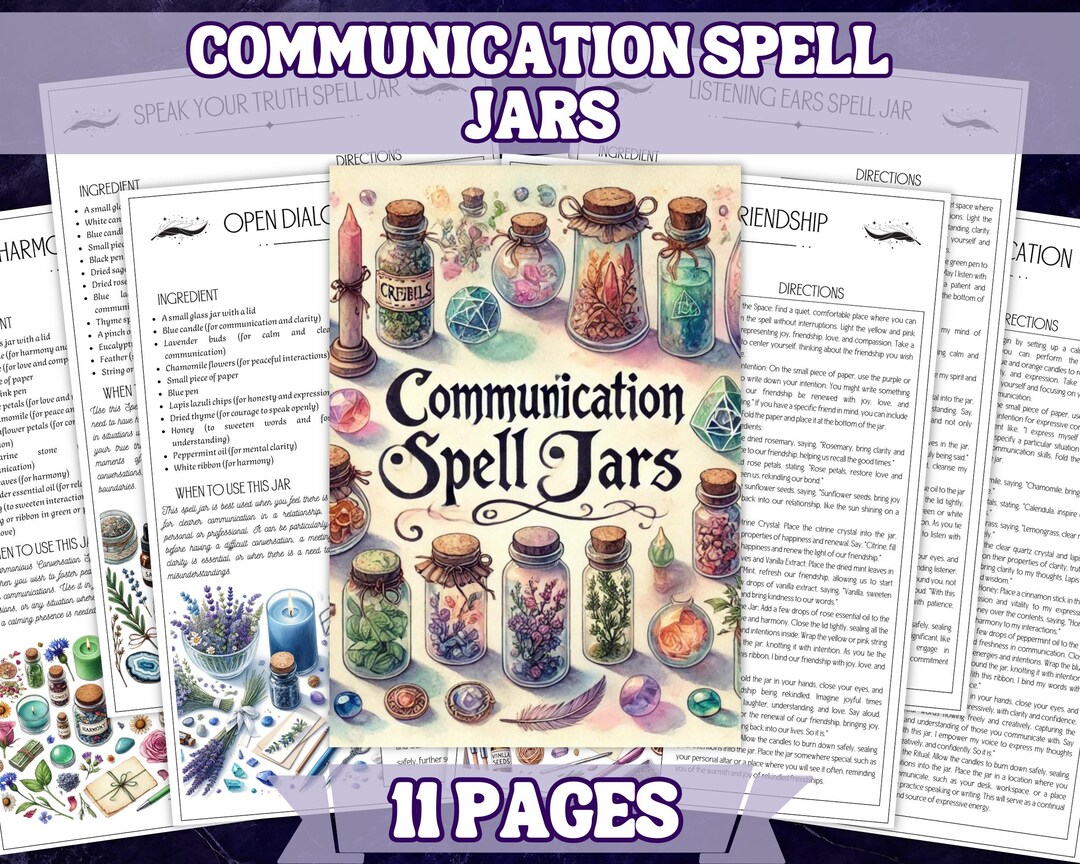 Printable Pack of Communication Spell Jar Recipes 10 Powerful Recipes ...