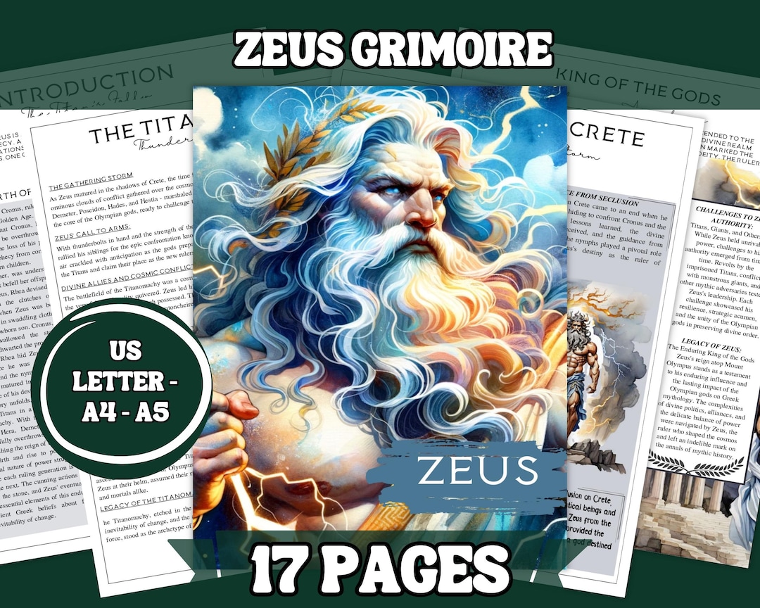 Divine Zeus Printable Mythology Set | 17-page Greek God PDF | A4 A5 US Letter | Zeus Myths ...