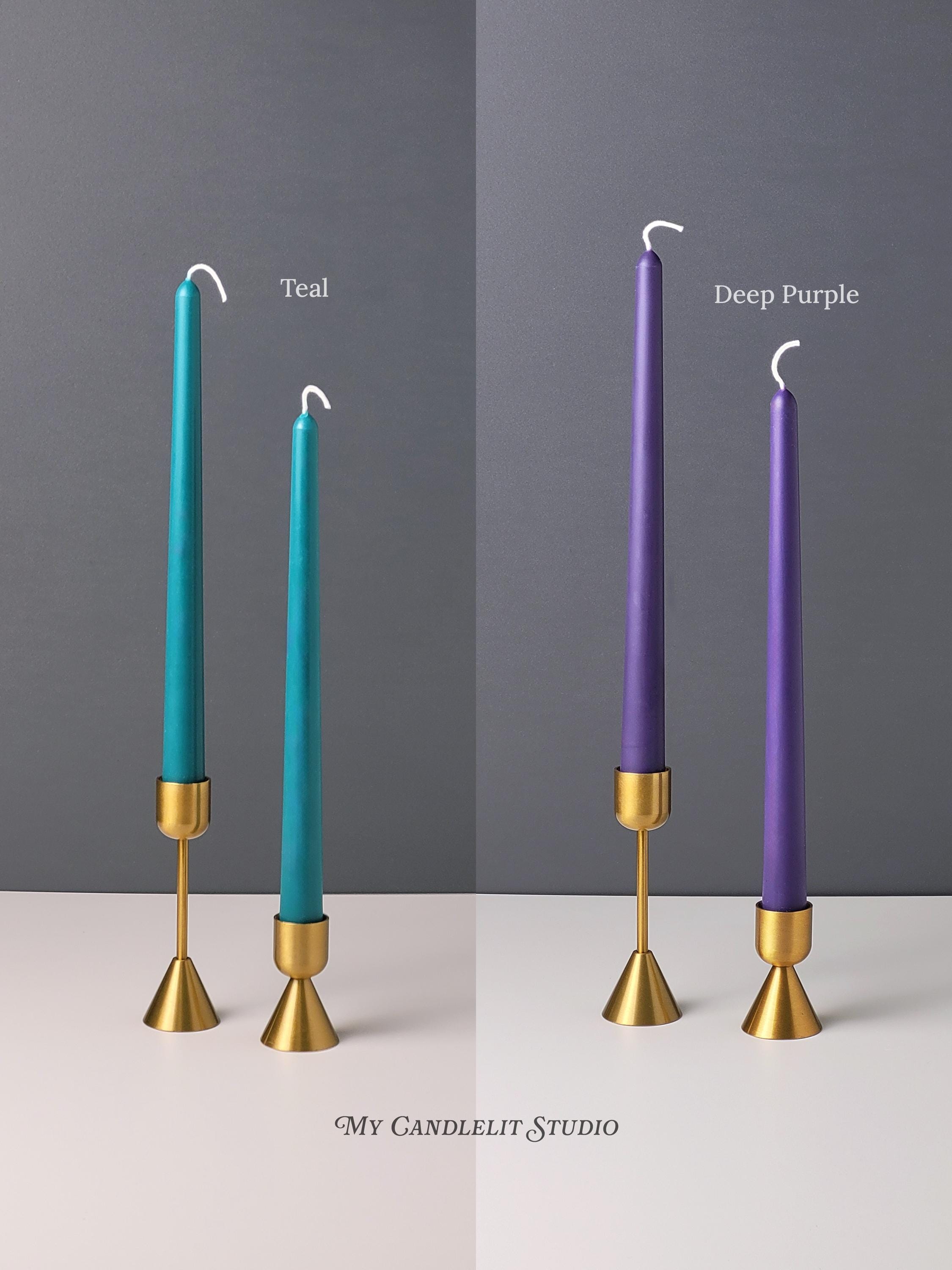 Pair of Classic Taper Candles, Rich Colors Taper Candlesticks ...
