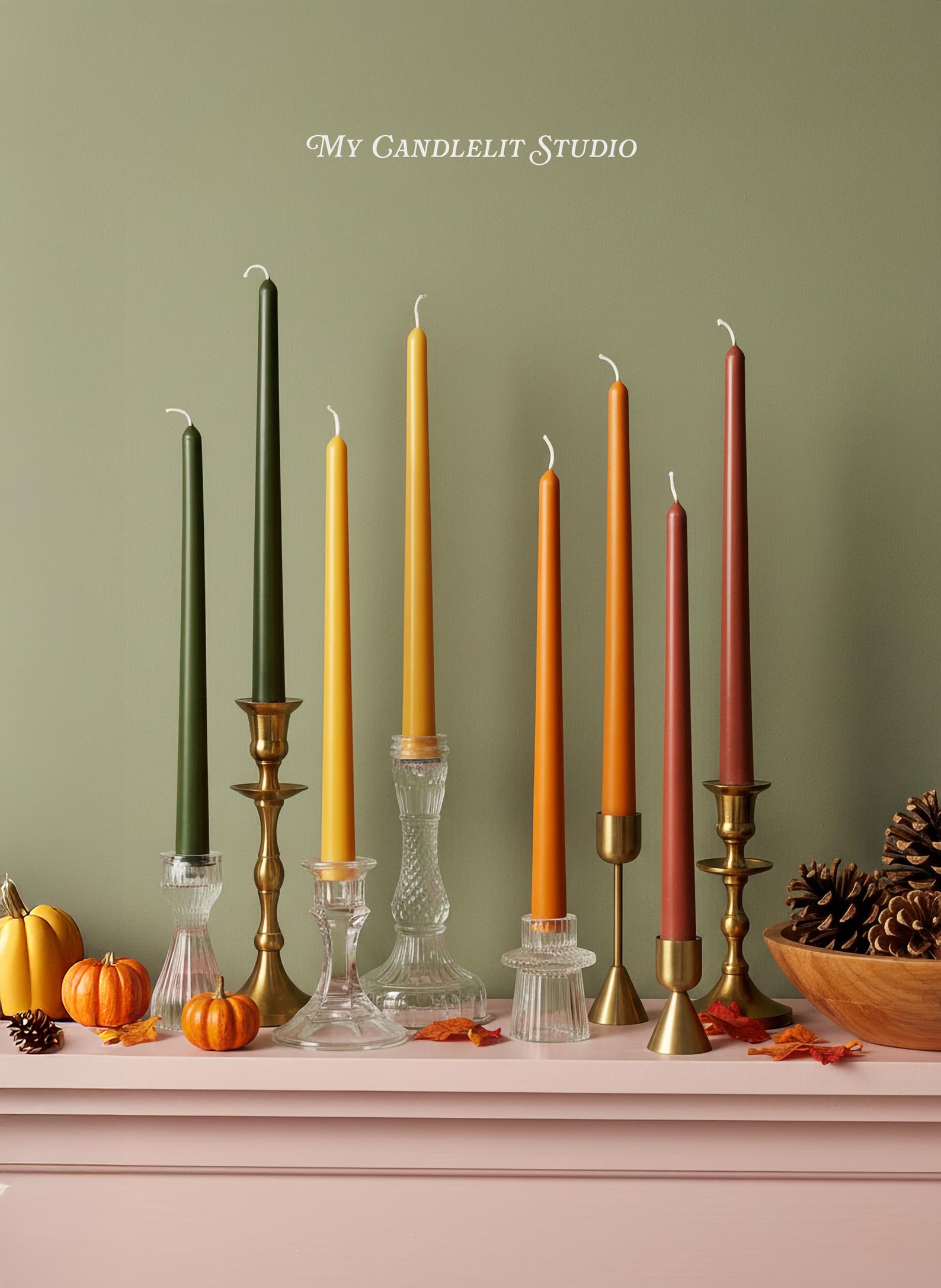 Handmade Fall Taper Candles – Dripless, Unscented, Soy Beeswax, Amber ...