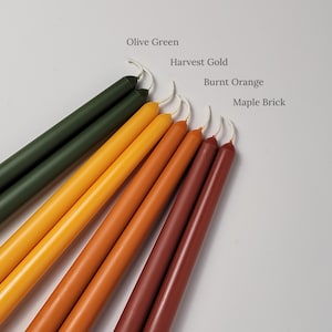 Handmade Fall Taper Candles – Dripless, Unscented, Soy Beeswax, Amber ...