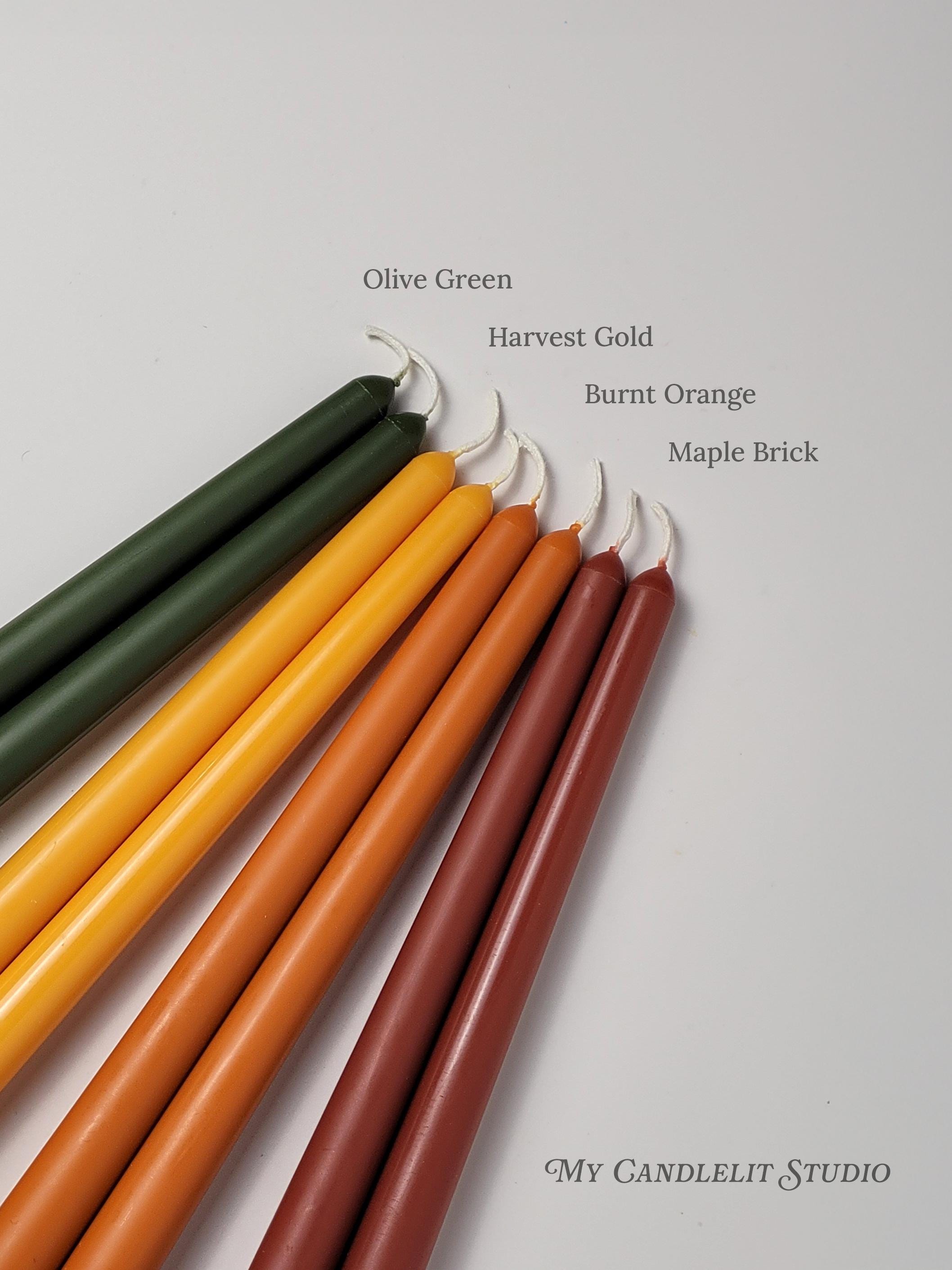 Handmade Fall Taper Candles – Dripless, Unscented, Soy Beeswax, Amber ...