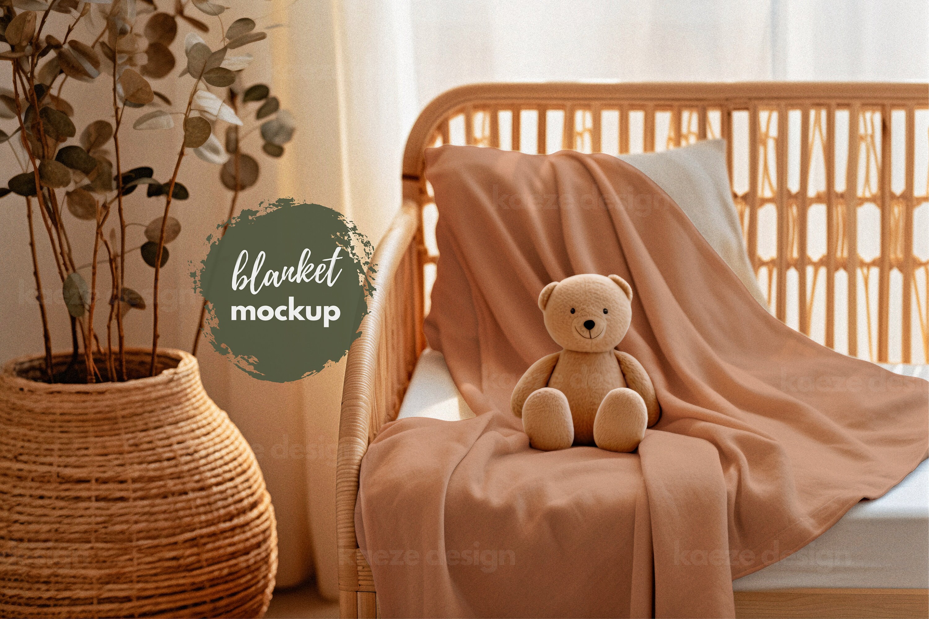 Elegant Blanket Mockup PSD and Canva for Pattern Designer and Baby ...