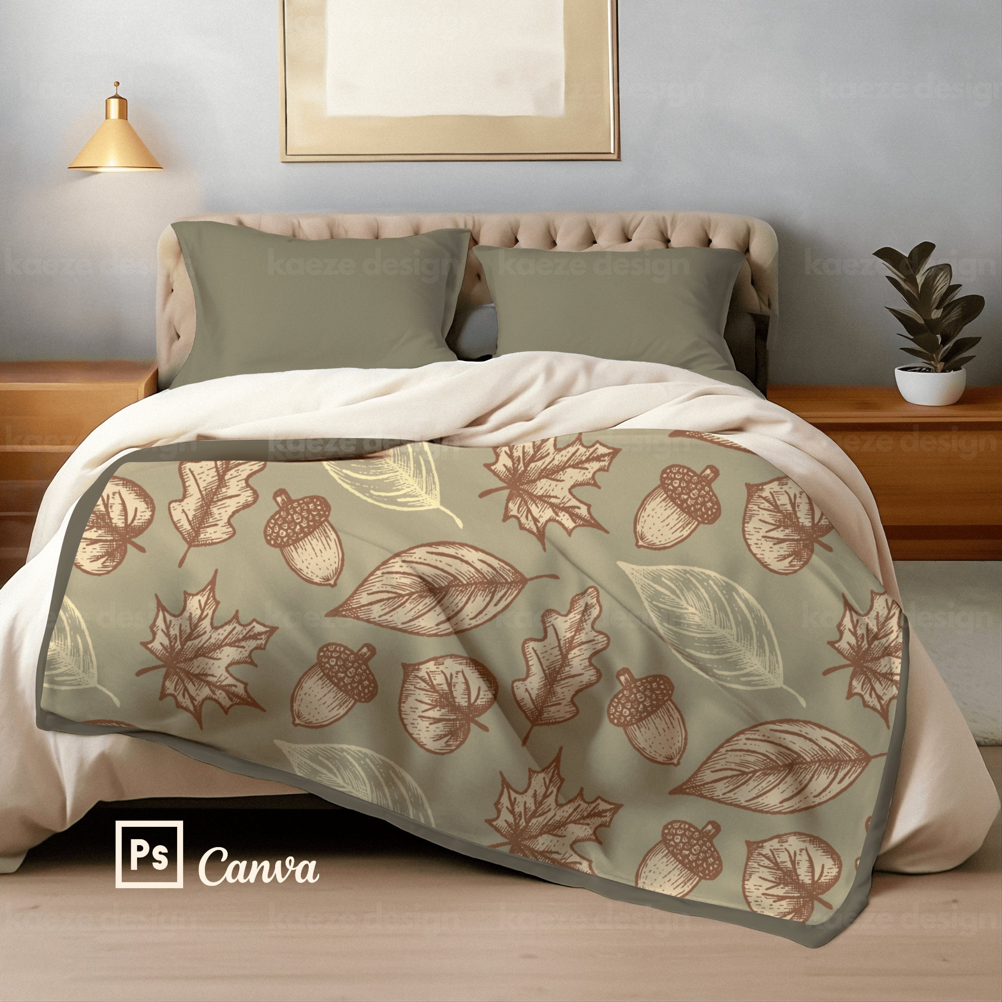 Bedding Set Mockup - Elegant Blanket Pattern Design - Photoshop Smart ...