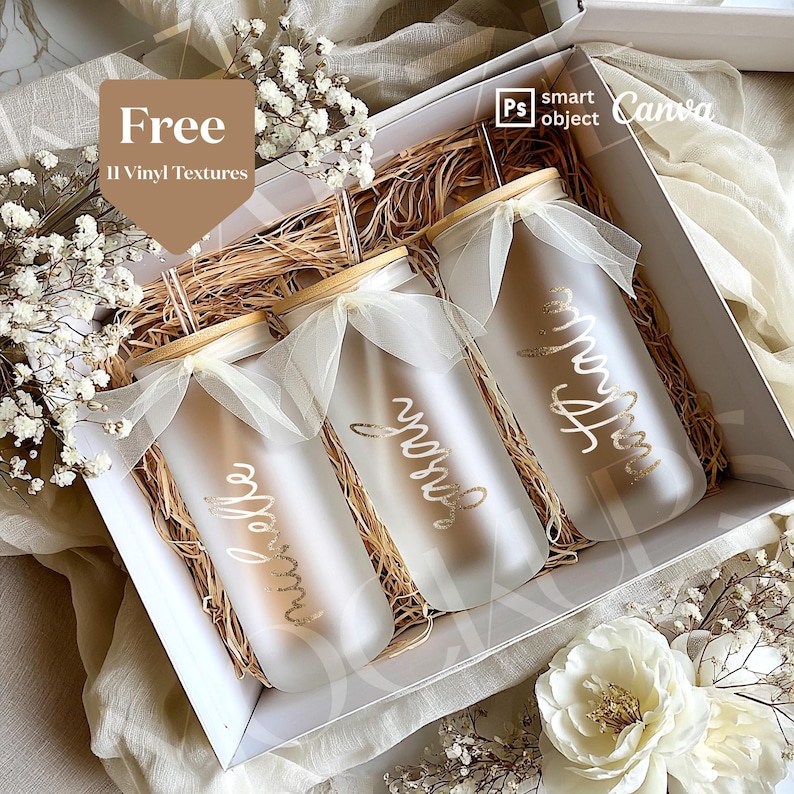 Libbey Glass Can Mockup - Custom Tumbler Mockup With Vinyls for ...