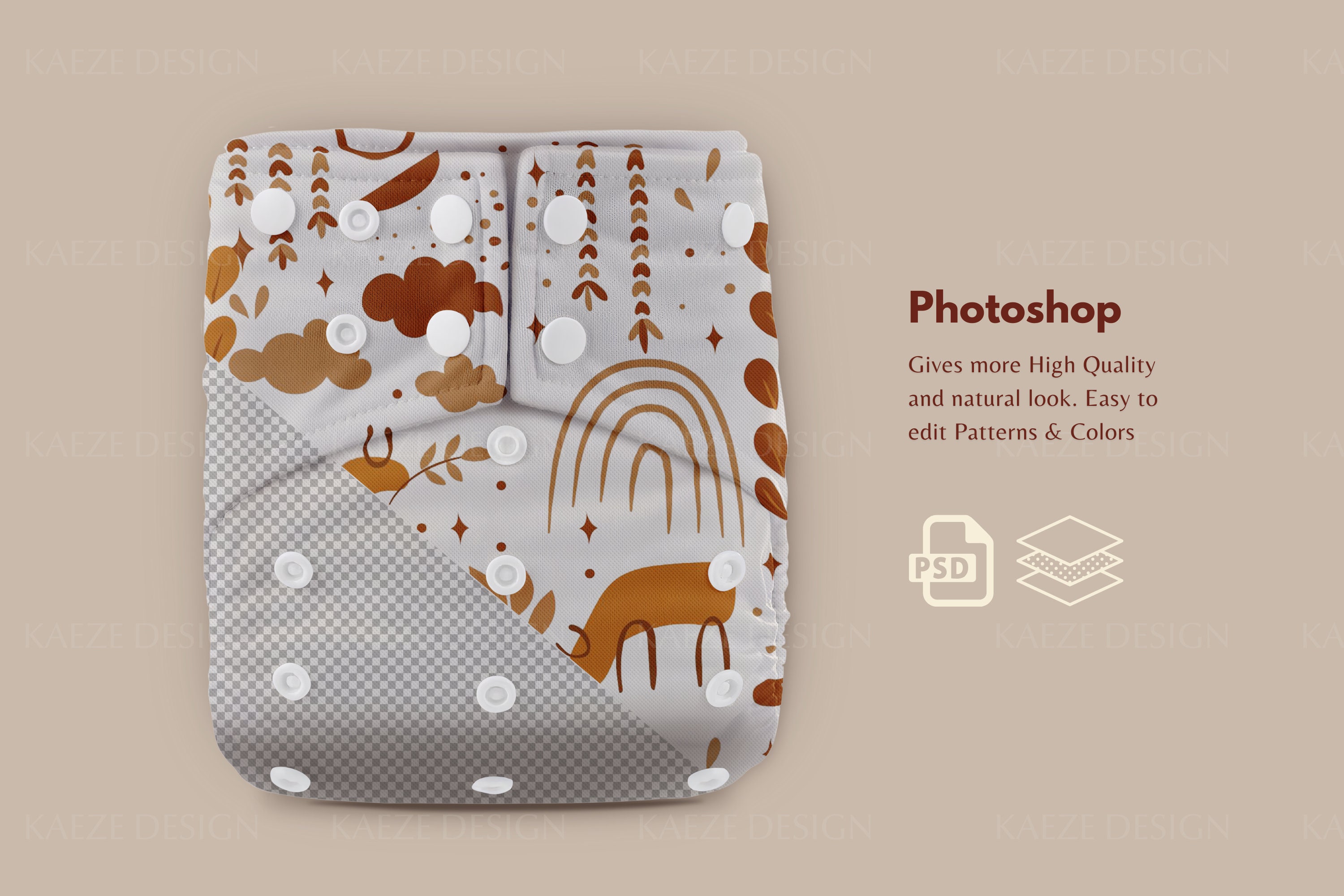 Reusable Cotton Diaper Mockup PSD Canva, Minimalist Baby Diaper Mockup ...