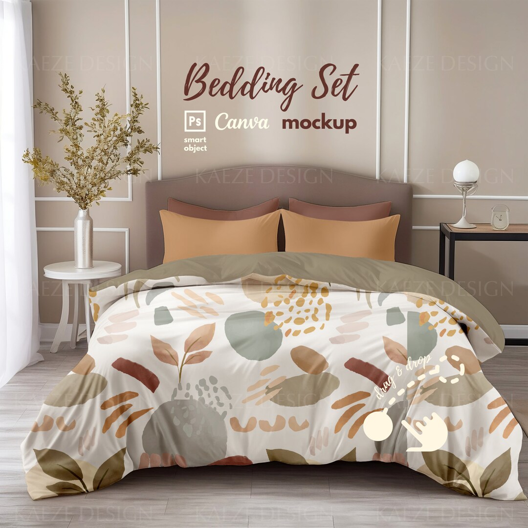 Bedding Set Mockup: Photoshop PSD & Canva Template - Etsy