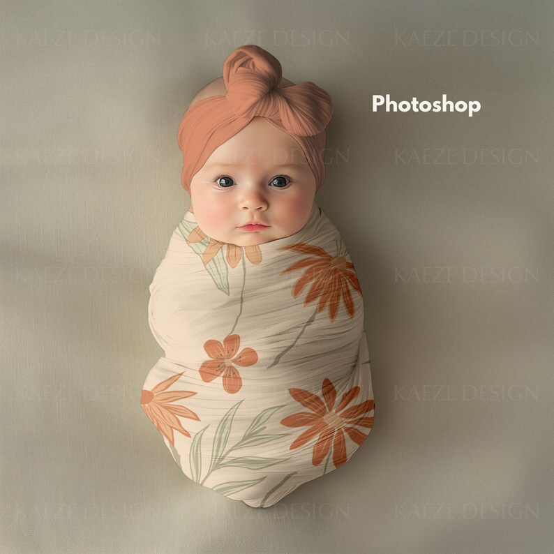 Swaddle Blanket Mockup PSD Photoshop and Canva, Minimalist Newborn Baby ...