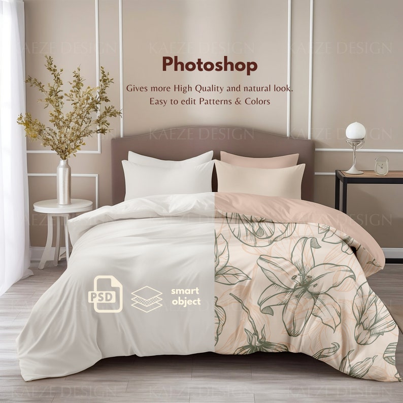 Bedding Set Mockup: Photoshop PSD & Canva Template - Etsy
