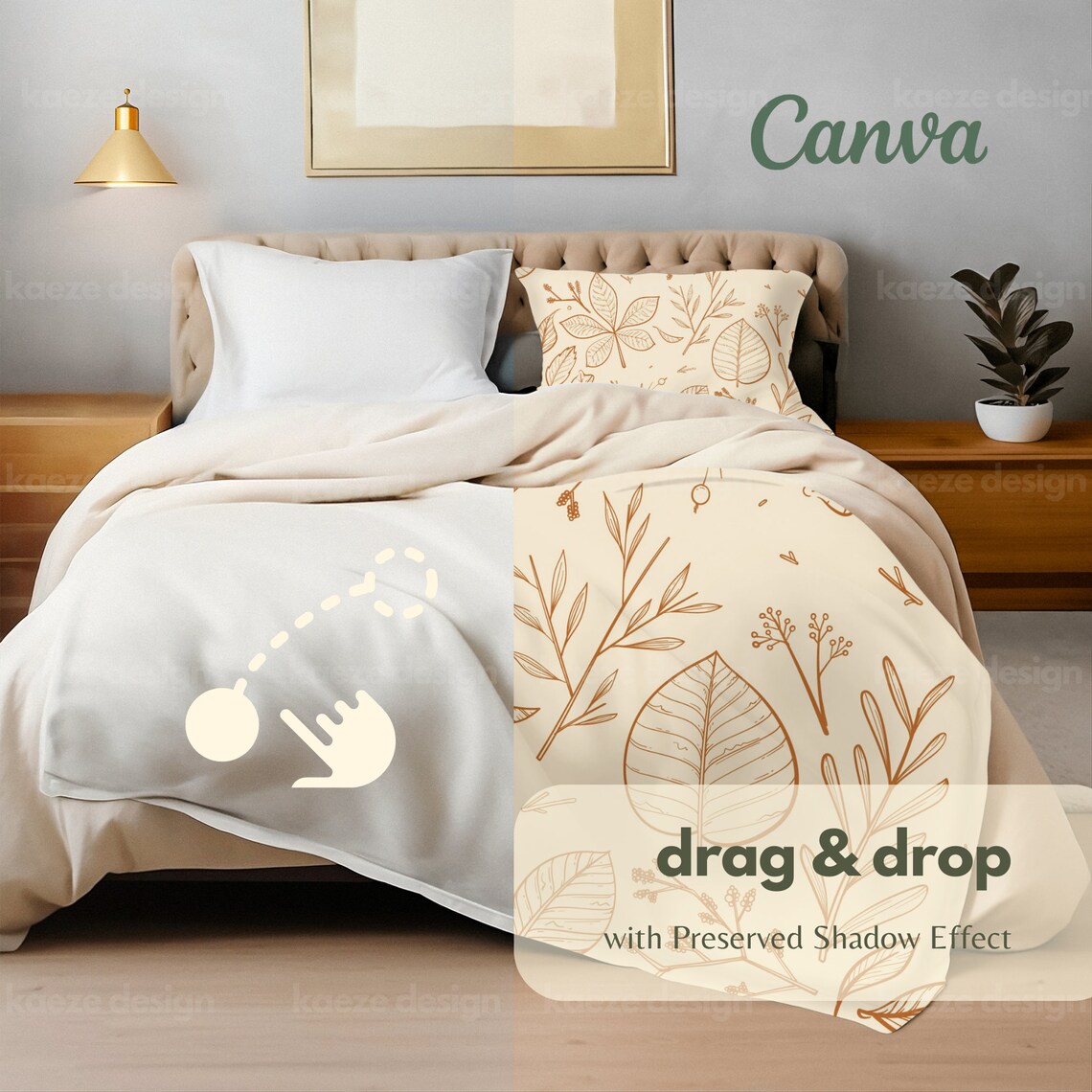 Bedding Set Mockup Photoshop PSD, Realistic Pillow Blanket Bedding Set ...
