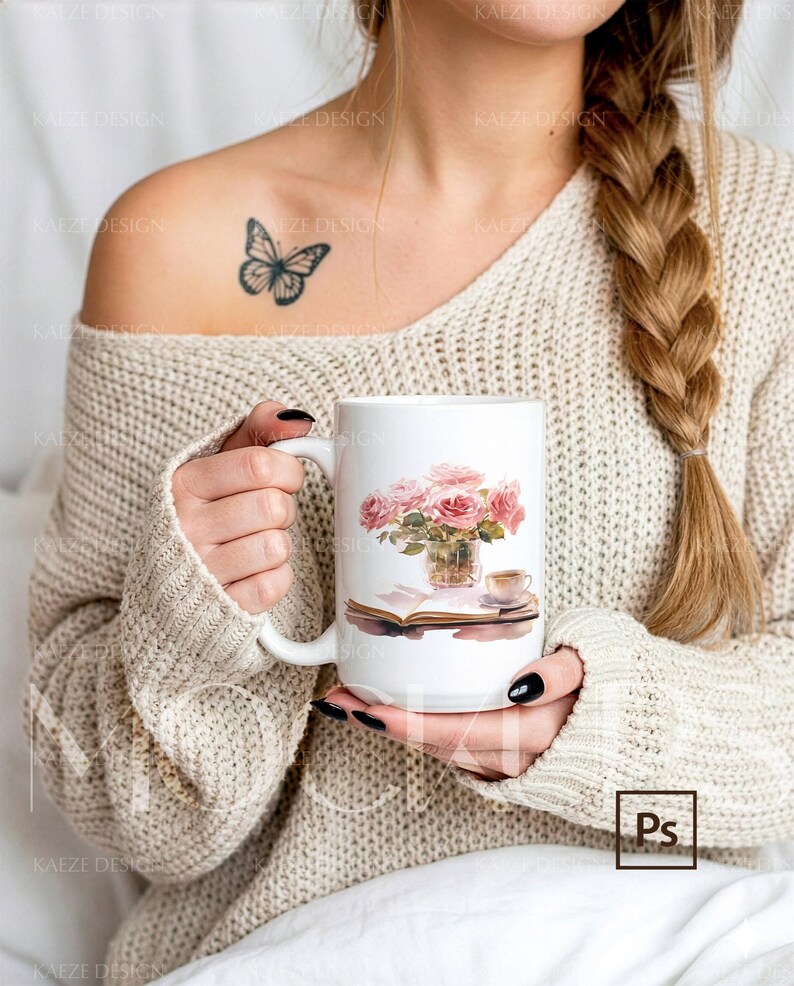 Mug Mockup 15oz - Hand Held Coffee Cup Canva Template & PSD - Etsy