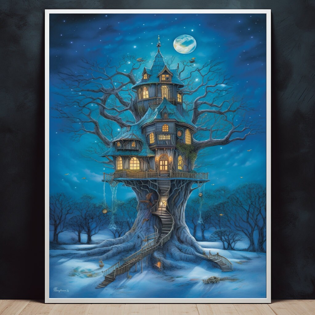 Treehouse Posters Prints Wall Art Modern Home Room Bar Decor Painting ...