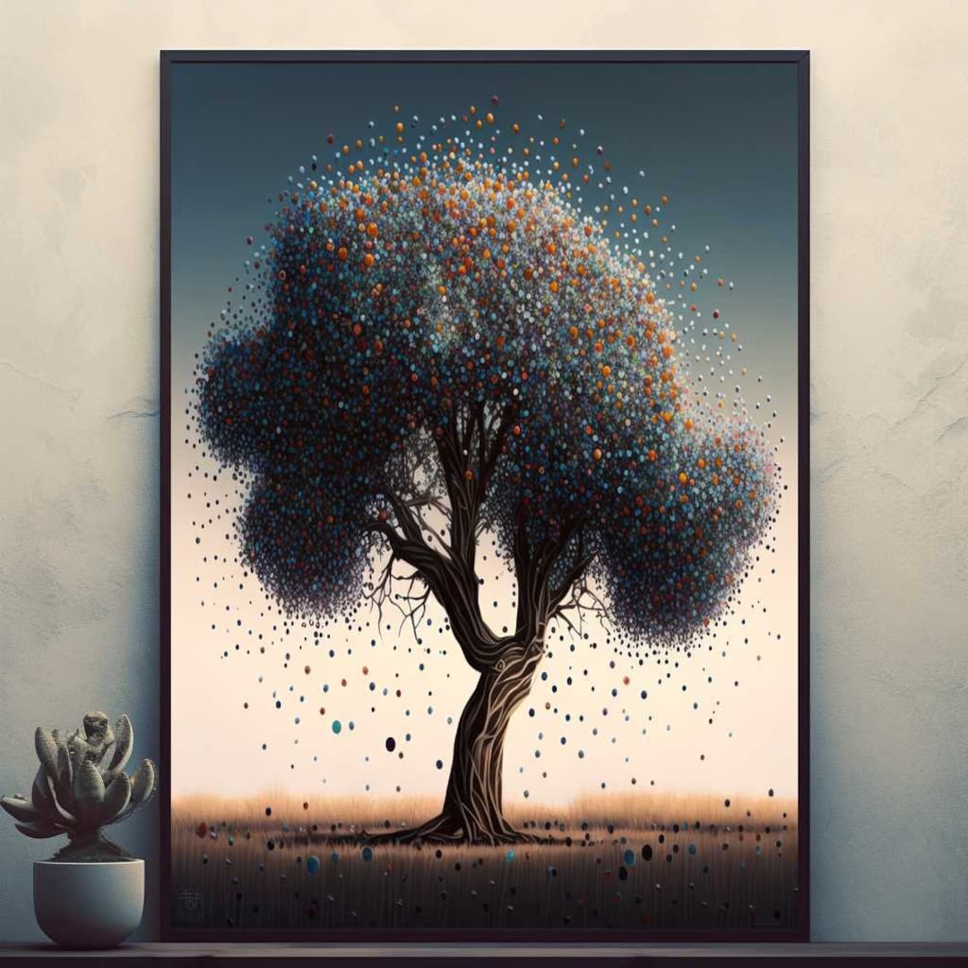 Dotted Tree Beautiful Nature Posters Prints Wall Art Modern Home Room ...