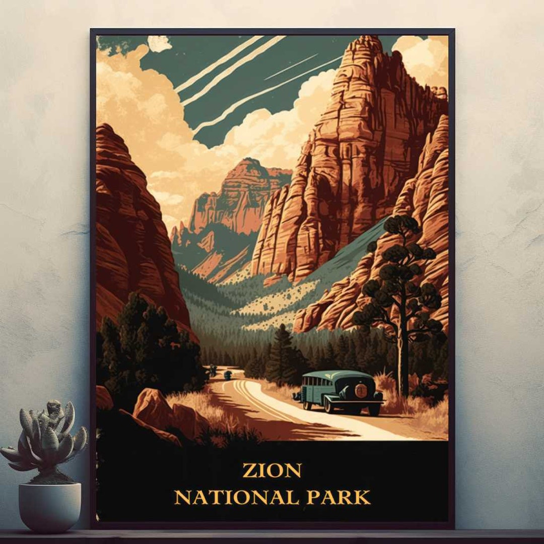 Zion National Park Travel Poster Posters Prints Wall Art Modern Home ...